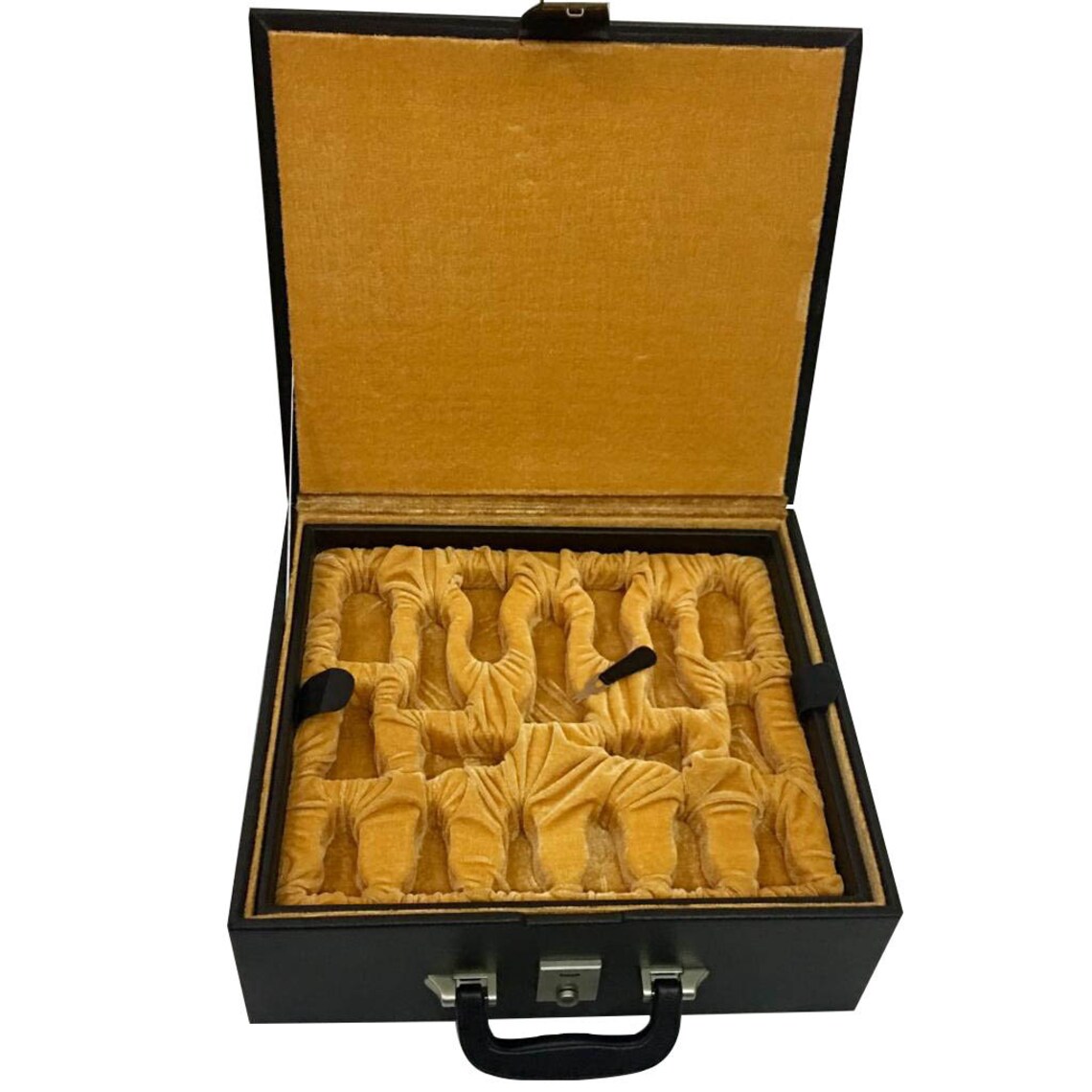 Black Leatherette Storage Box With Double Tray | Etsy