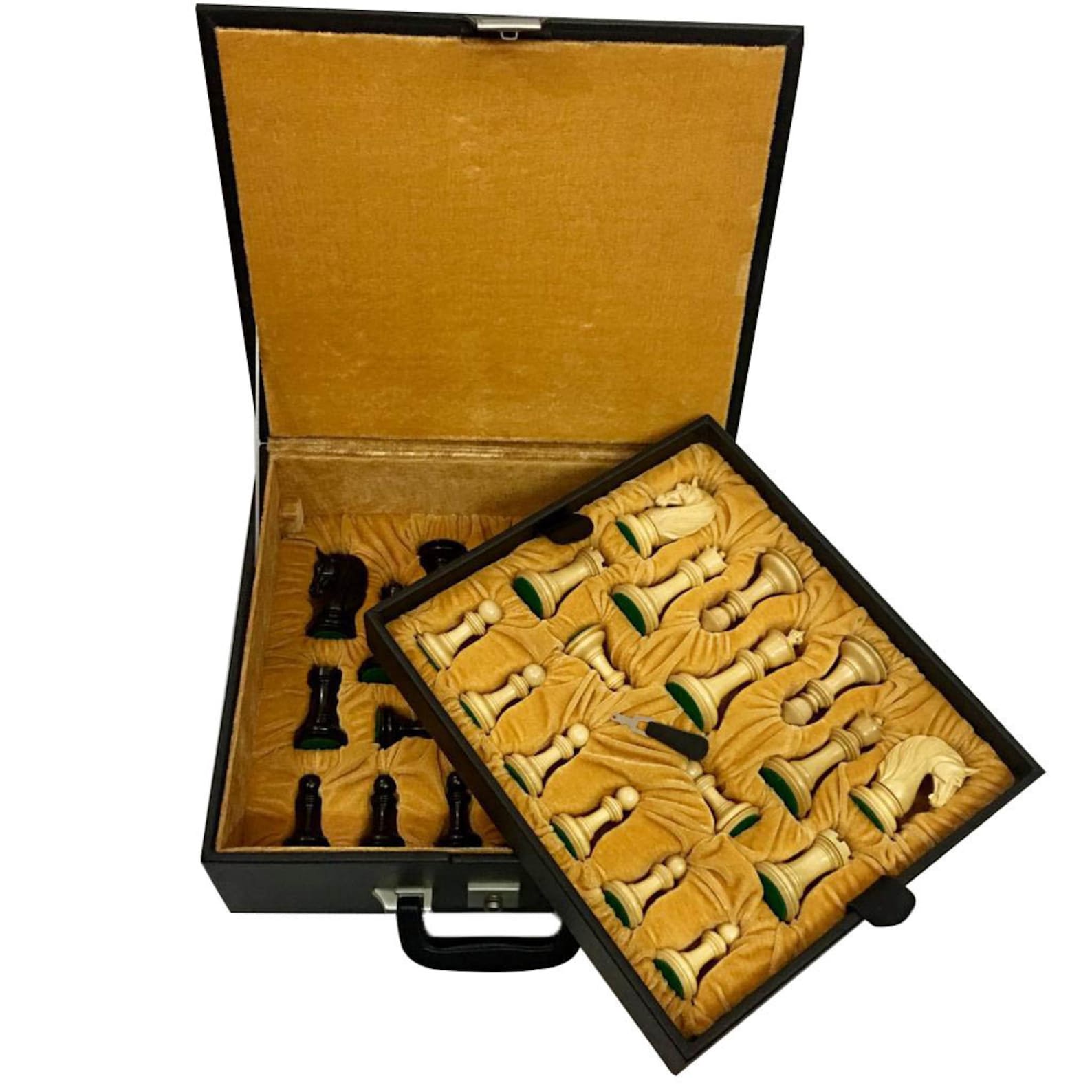 Black Leatherette Storage Box With Double Tray | Etsy