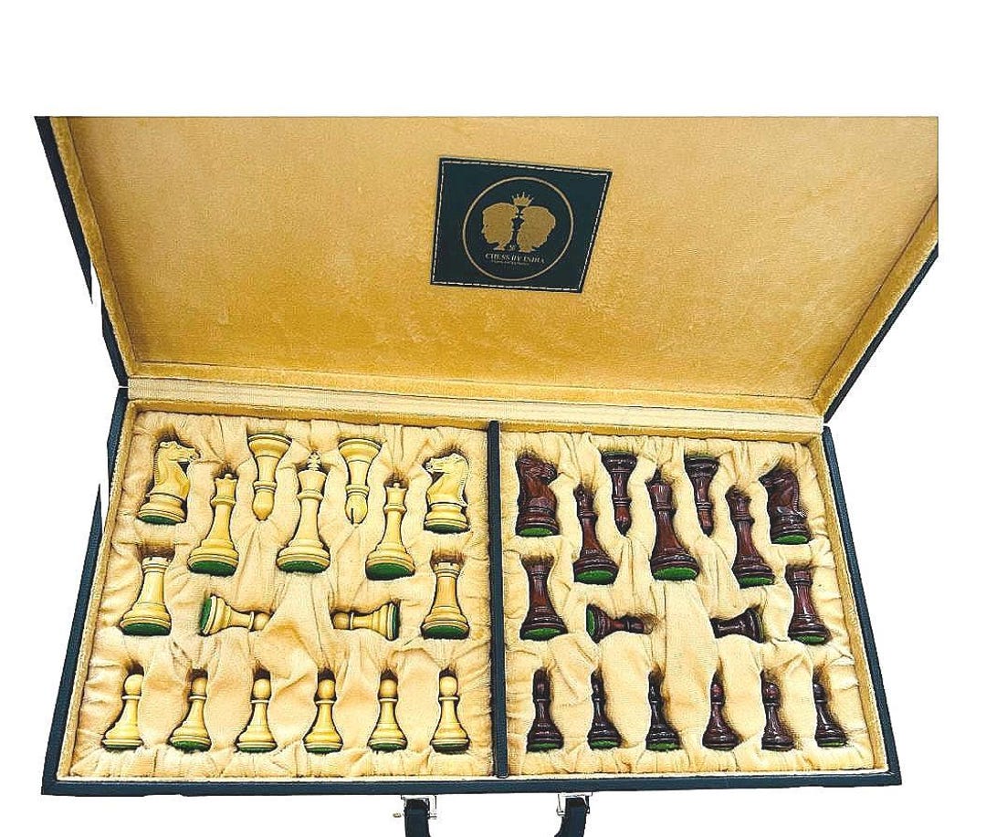 Leatherette Chess Pieces Briefcase With Slots for 3.75" to 4.1" Chess ...