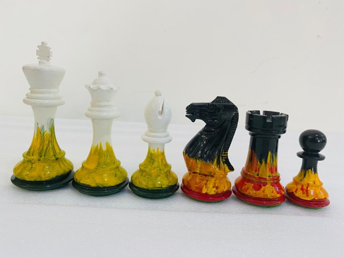 4" Painted Wooden Staunton Chess Pieces Only Set - Weighted Boxwood - Etsy