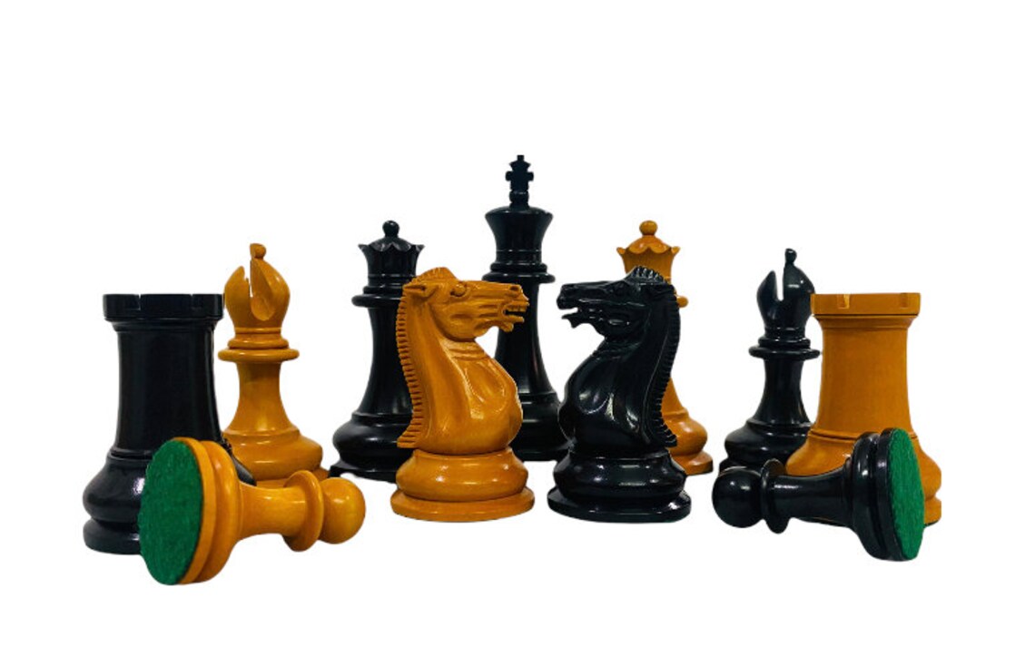 Reproduced 1849 Original Staunton Chess Pieces in Ebony Wood and ...