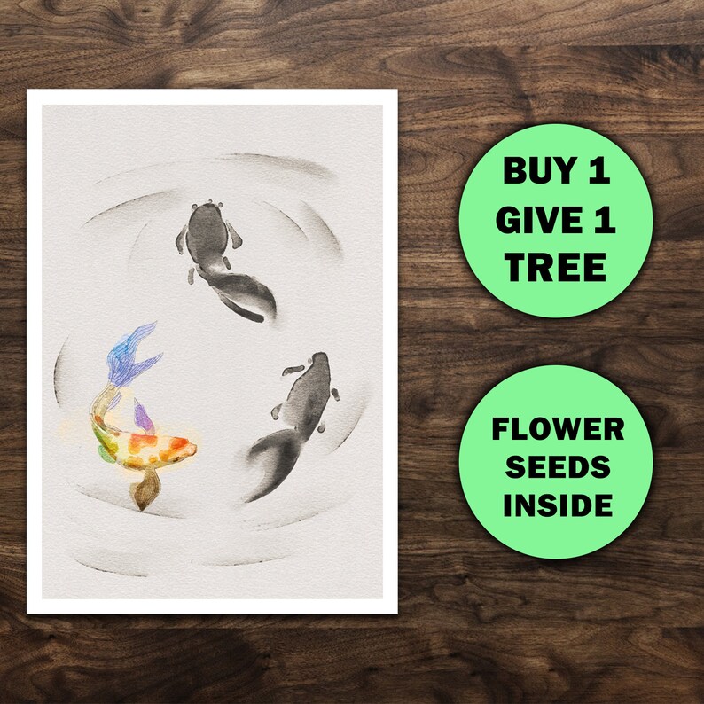 Koi Carp Card for Get Well Gift Basket or Mum Birthday Card. - Etsy UK
