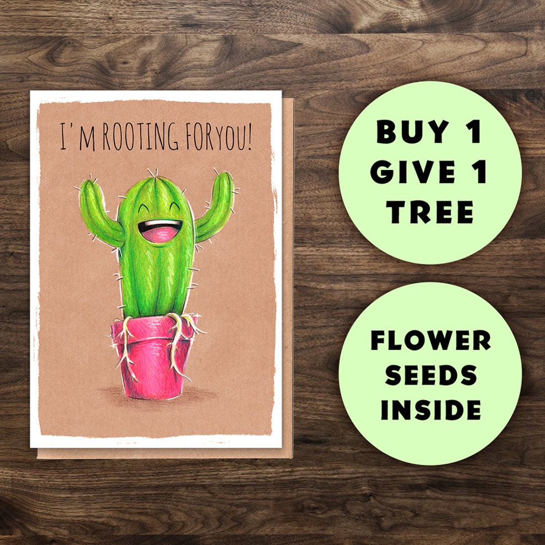 Funny Tree Planting Card Good Luck Card. Cheeky Cactus With Plantable ...