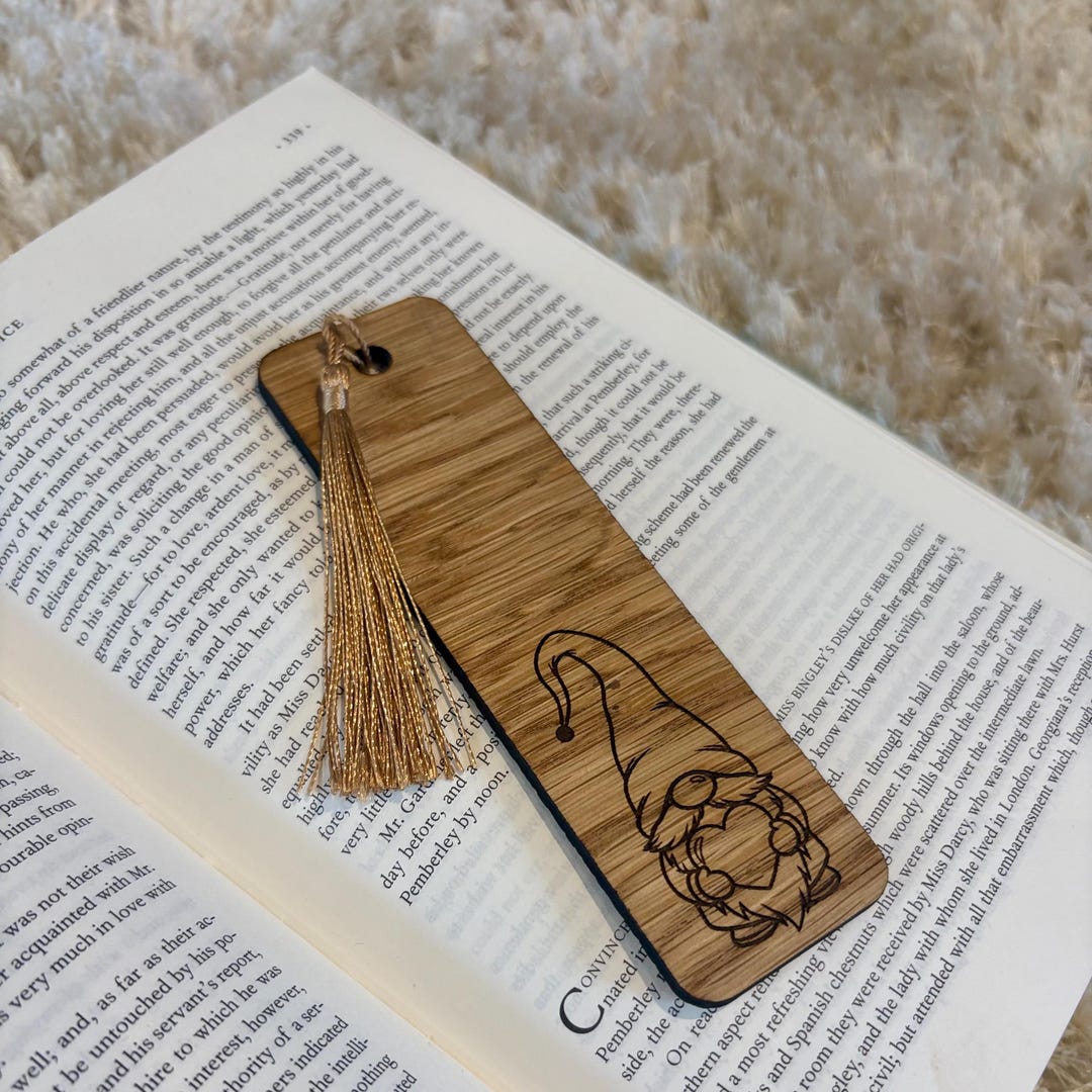 Engraved Gnome Wooden Bookmark With Tassel, Gonk Reader Gift, Gonk ...