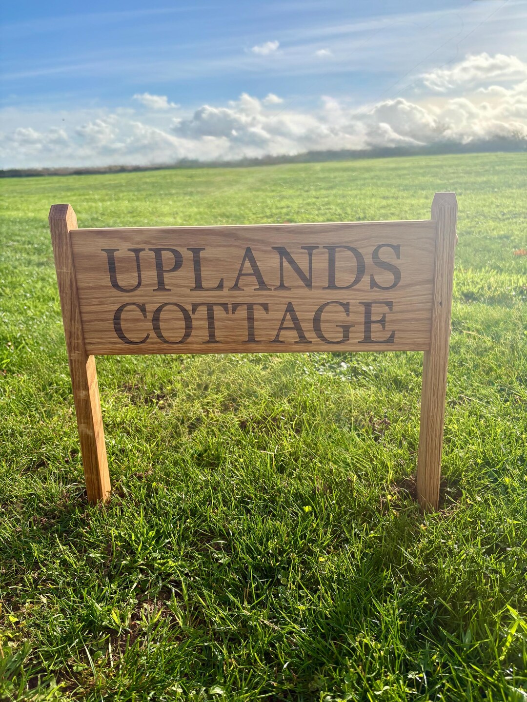 Custom Solid Wooden Oak House Name Sign With Posts - Etsy