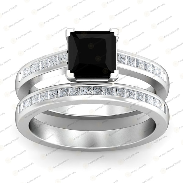 Black Diamond Ring Bridal Sets - Etsy