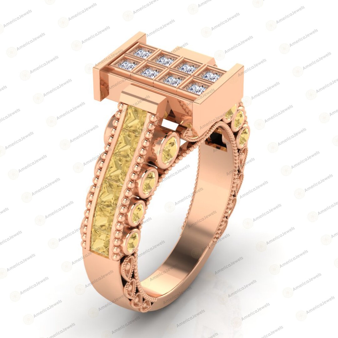 Doctor Who Engagement Ring 2.80ct White & Yellow Princess Cut Diamond ...