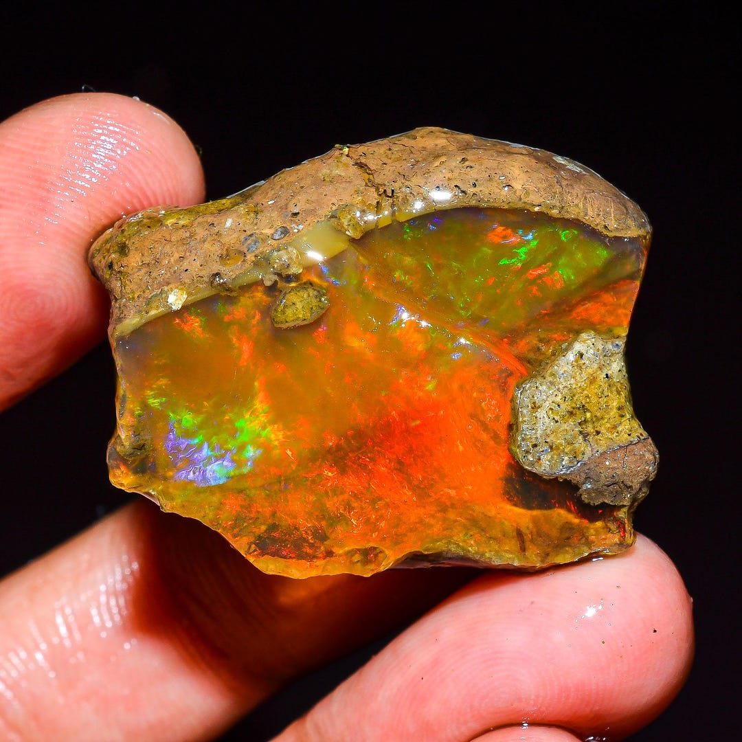 Opal Rough, Natural Multi Fire Ethiopian Opal Rough, Welo Fire Oil Opal ...