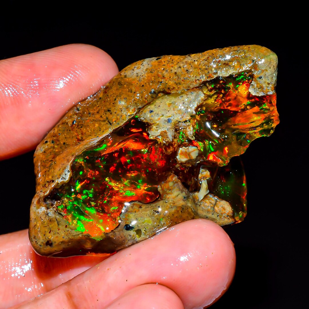 Opal Raw, Ethiopian Opal Rough, Multi Fire Opal Raw, Loose Gemstone Oil ...
