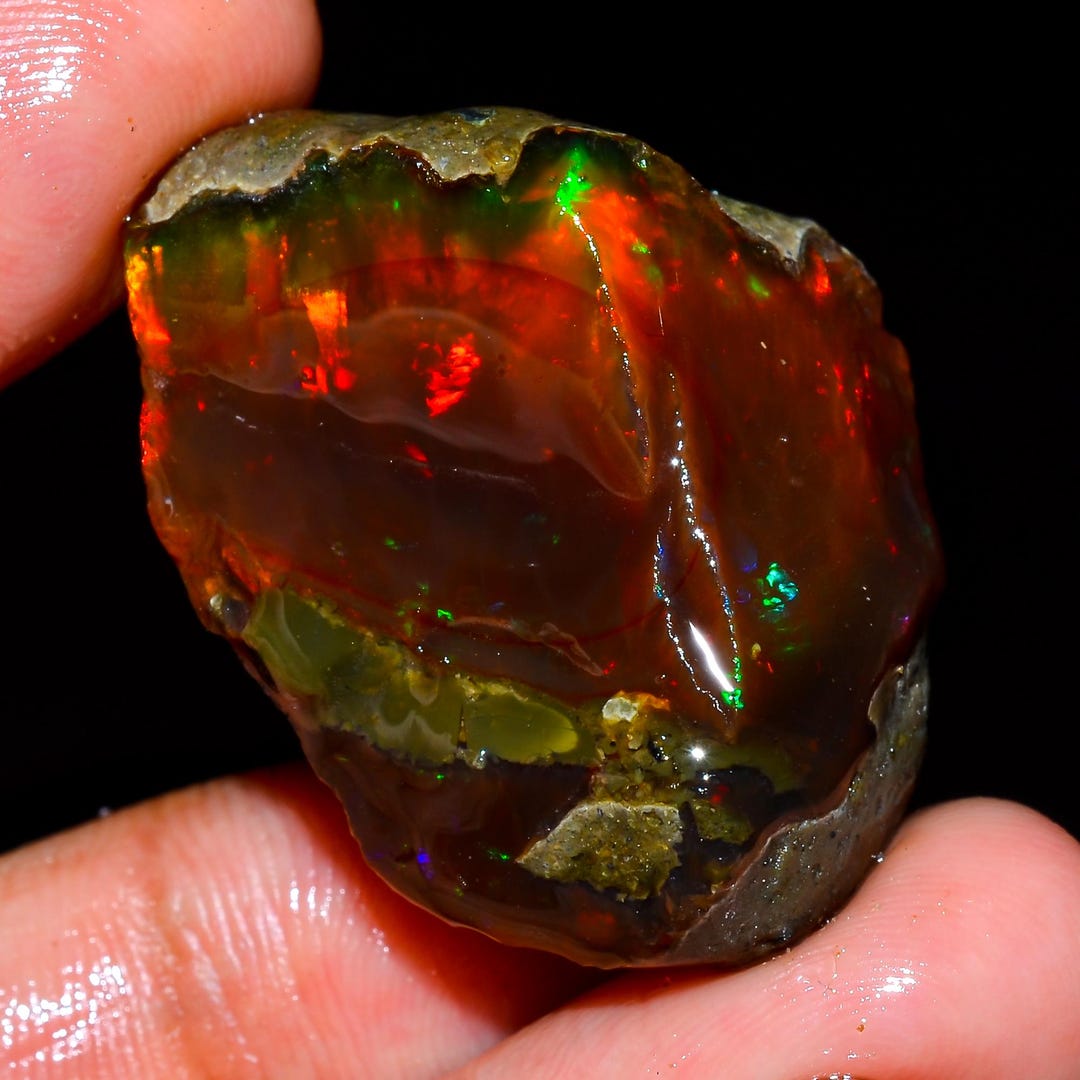 Opal Rough, Ethiopian Opal Raw, Multi Fire Opal Raw, Loose Gemstone Oil ...