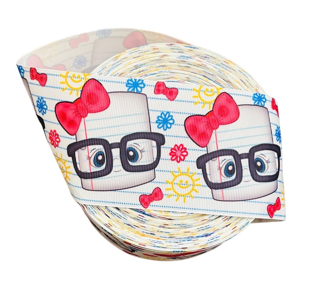 3” Happy School Notebook Printed Ribbon, Back to School Ribbon ...