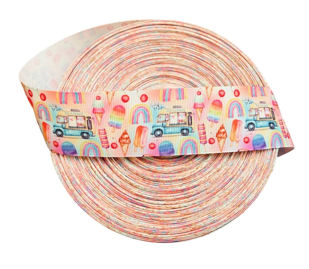 1.5” Ice Cream Truck Ribbon, Ice Cream Ribbon, Rainbows, Ribbon for ...