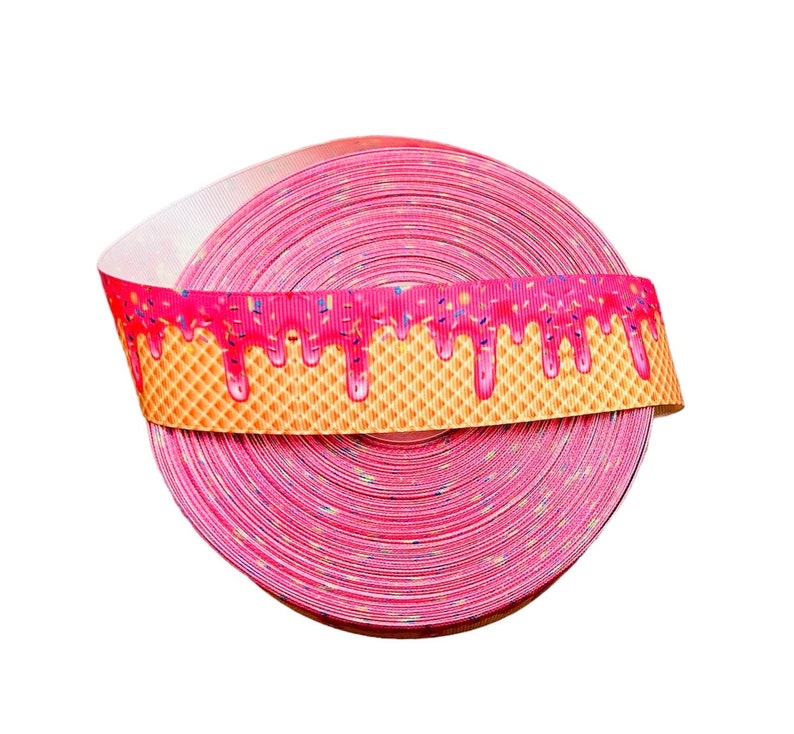 New Ice Cream Sprinkles Ribbon, Ice Cream Waffle Printed Ribbon, Ice ...