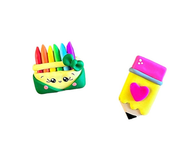 Crayon Box Clay Center, Pencil Clay Bow Centers, Back to School Clay ...