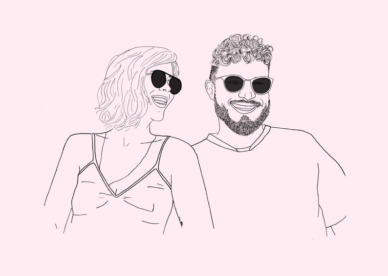 Custom Pair Digital Line Drawing Portrait - Etsy