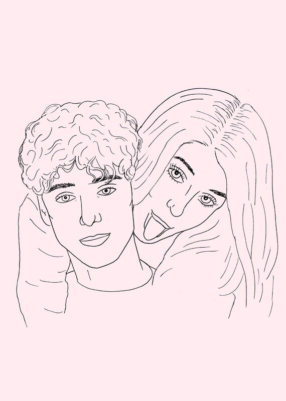 Custom Pair Digital Line Drawing Portrait - Etsy