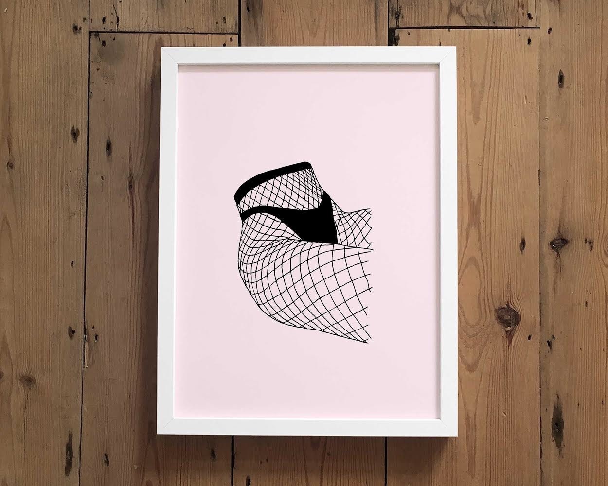 A4 Laying Fishnets Lingerie Print | Etsy