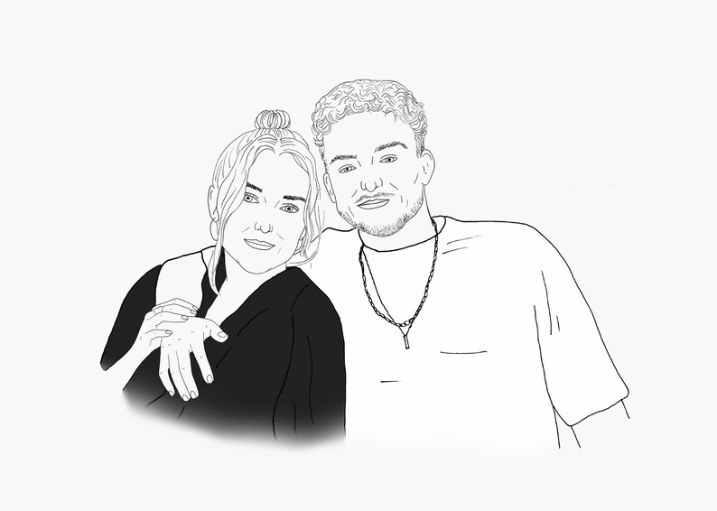 Custom Pair Digital Line Drawing Portrait - Etsy