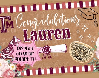 UT Longhorn College Graduation Digital Painted Banner Display Editable ...