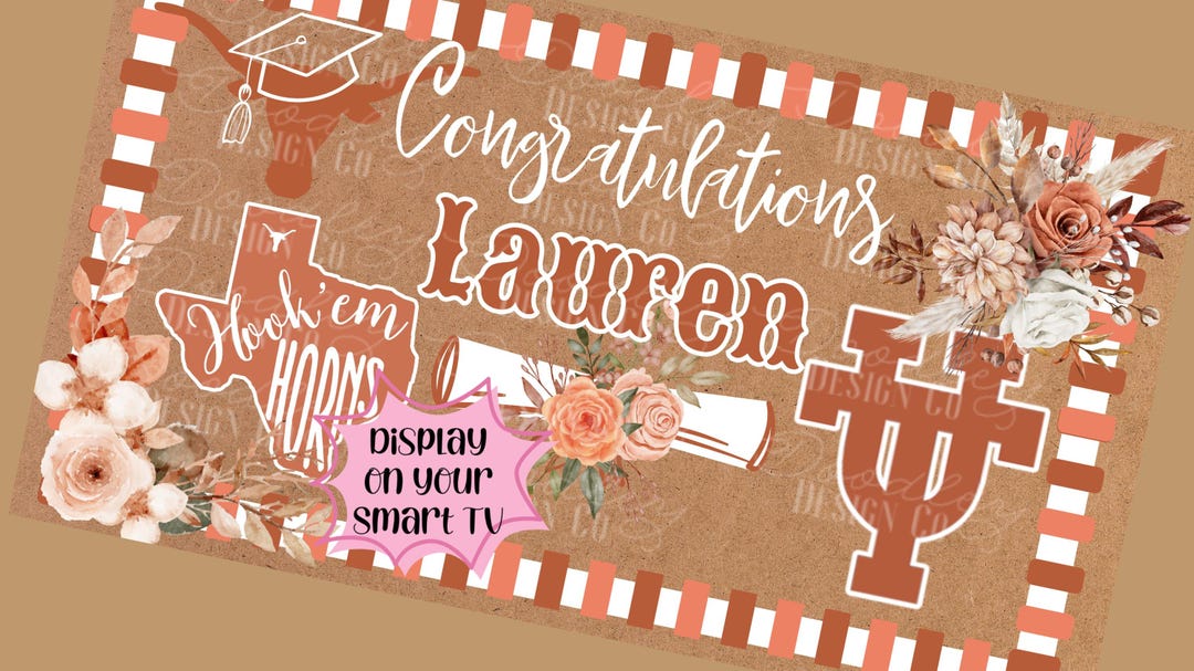 UT Longhorn Graduation Banner: Boho Painted Display (digital Download ...