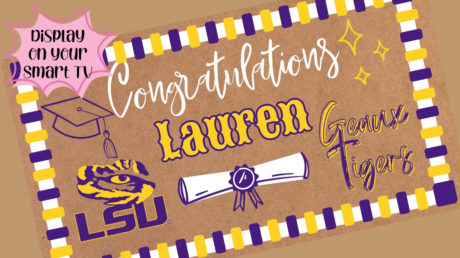 LSU Geaux Tigers College Graduation Digital Painted Banner Display ...