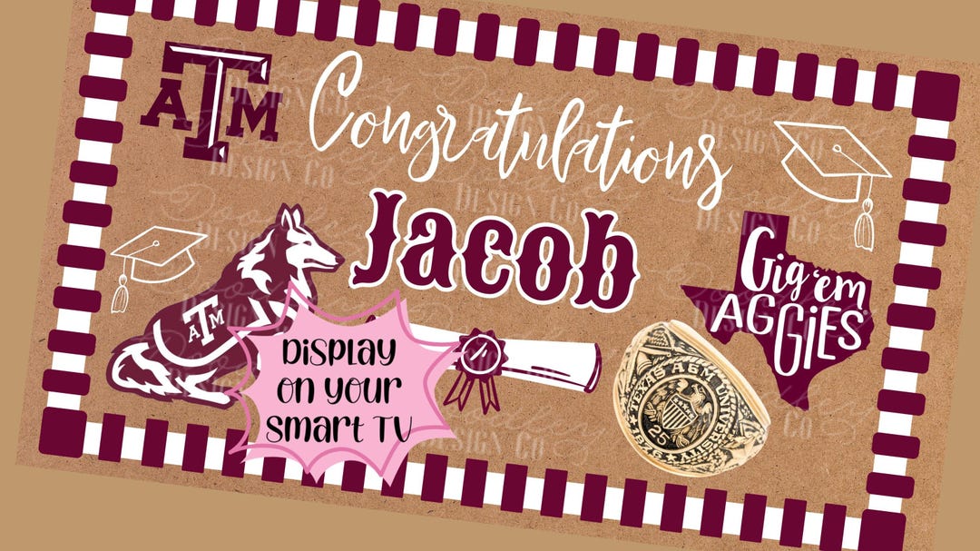 A&M Aggie College Graduation Digital Painted Banner Display Editable - Etsy