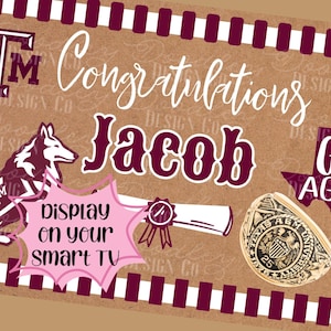 A&M Aggie College Graduation Digital Painted Banner Display Editable - Etsy