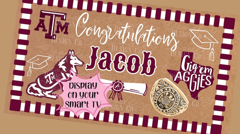 A&M Aggie College Graduation Digital Painted Banner Display Editable - Etsy