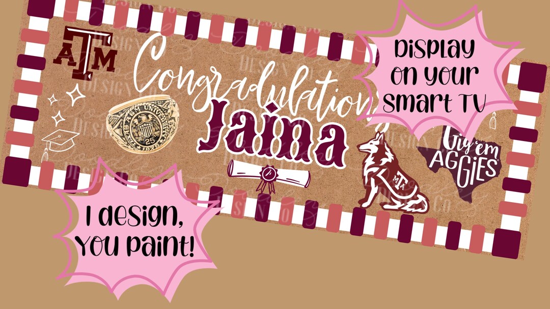 A&M Aggie College Graduation Digital Banner Display or Template for ...