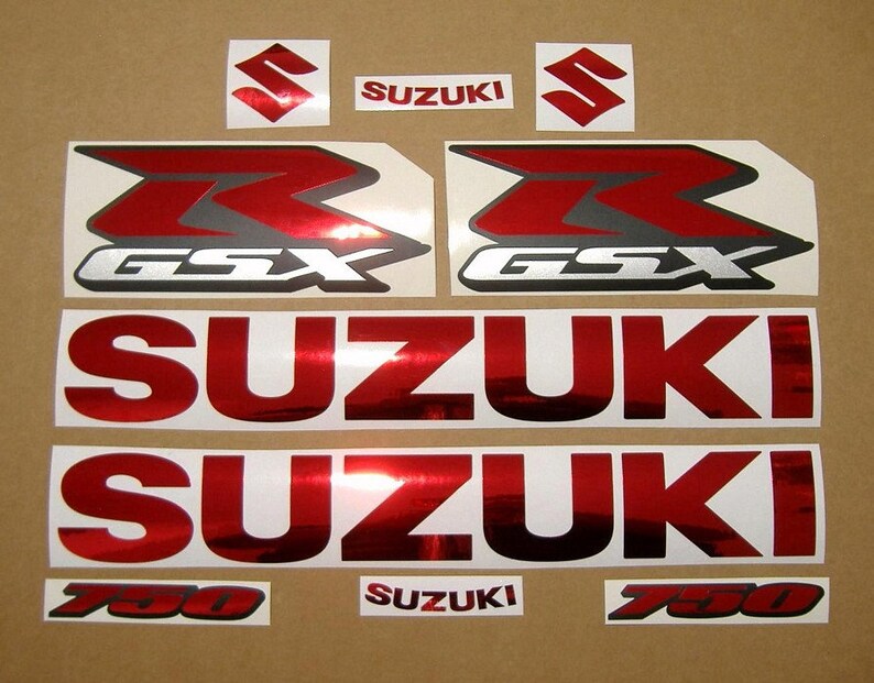 Suzuki GSX-R 600 /750 /1000 Chrome Red Customized Replacement Decals ...