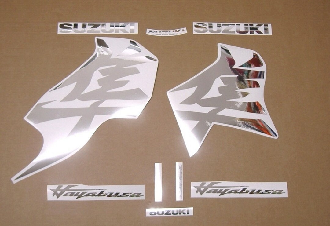 Suzuki Hayabusa 2021 Custom Mirror Chrome Silver Replacement Decals Set ...