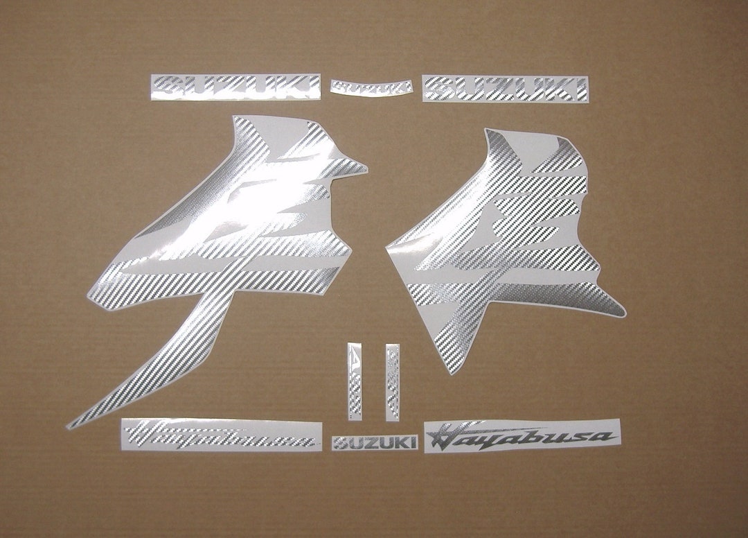 Suzuki Hayabusa 2021 - Onwards Custom Silver Carbon Fiber Color Decals ...