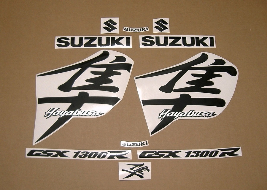 Suzuki Hayabusa GSX-1300R Black Custom Replacement Decals Set Complete ...