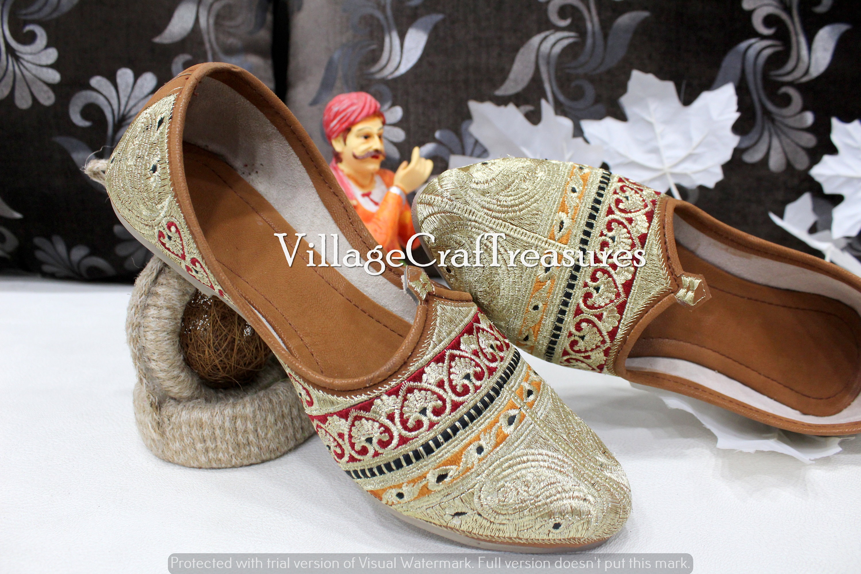 Gold Zari Punjabi Jutti For Men Traditional Shoes Handmade | Etsy