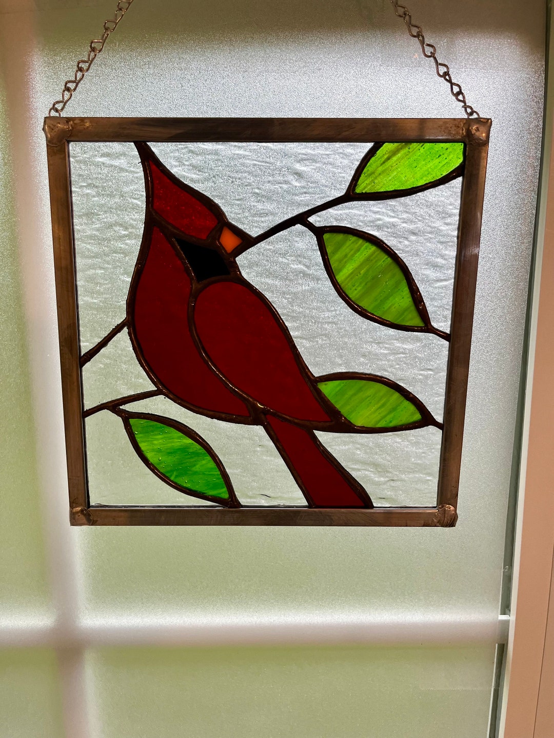 Stained Glass Cardinal Panel. - Etsy