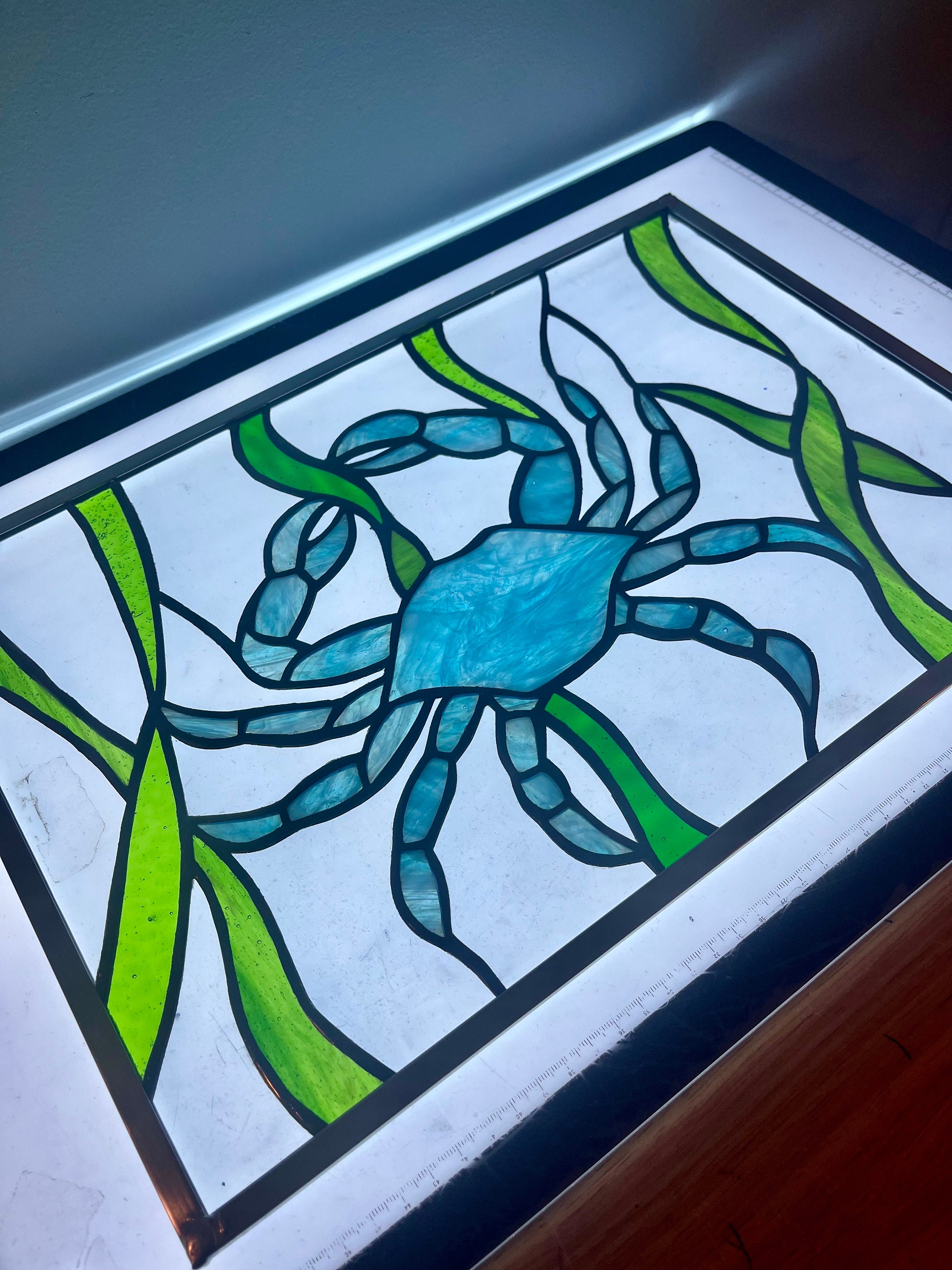 Stained Glass big Blue Crab - Etsy