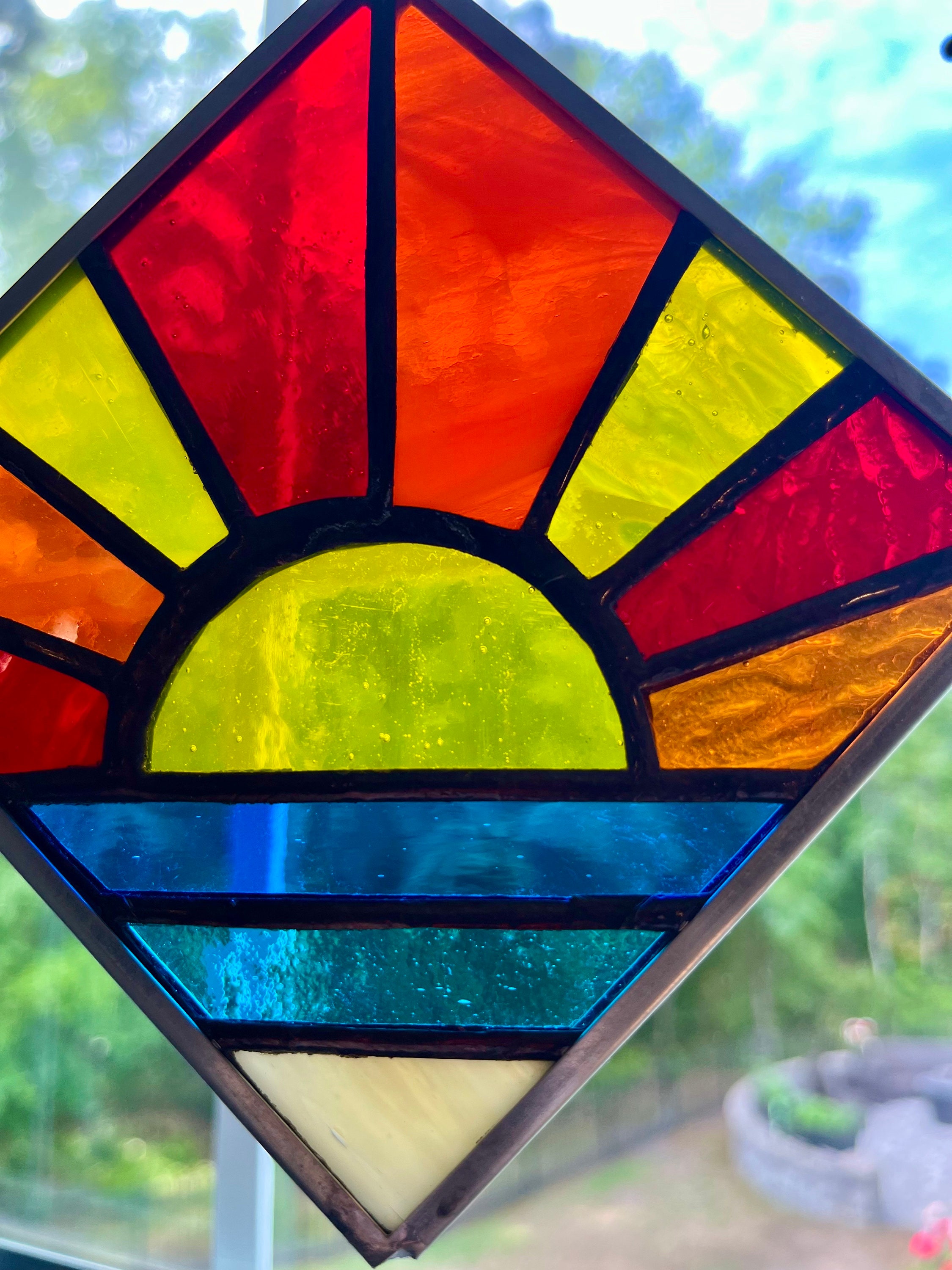 Stained Glass Diamond Sunset - Etsy