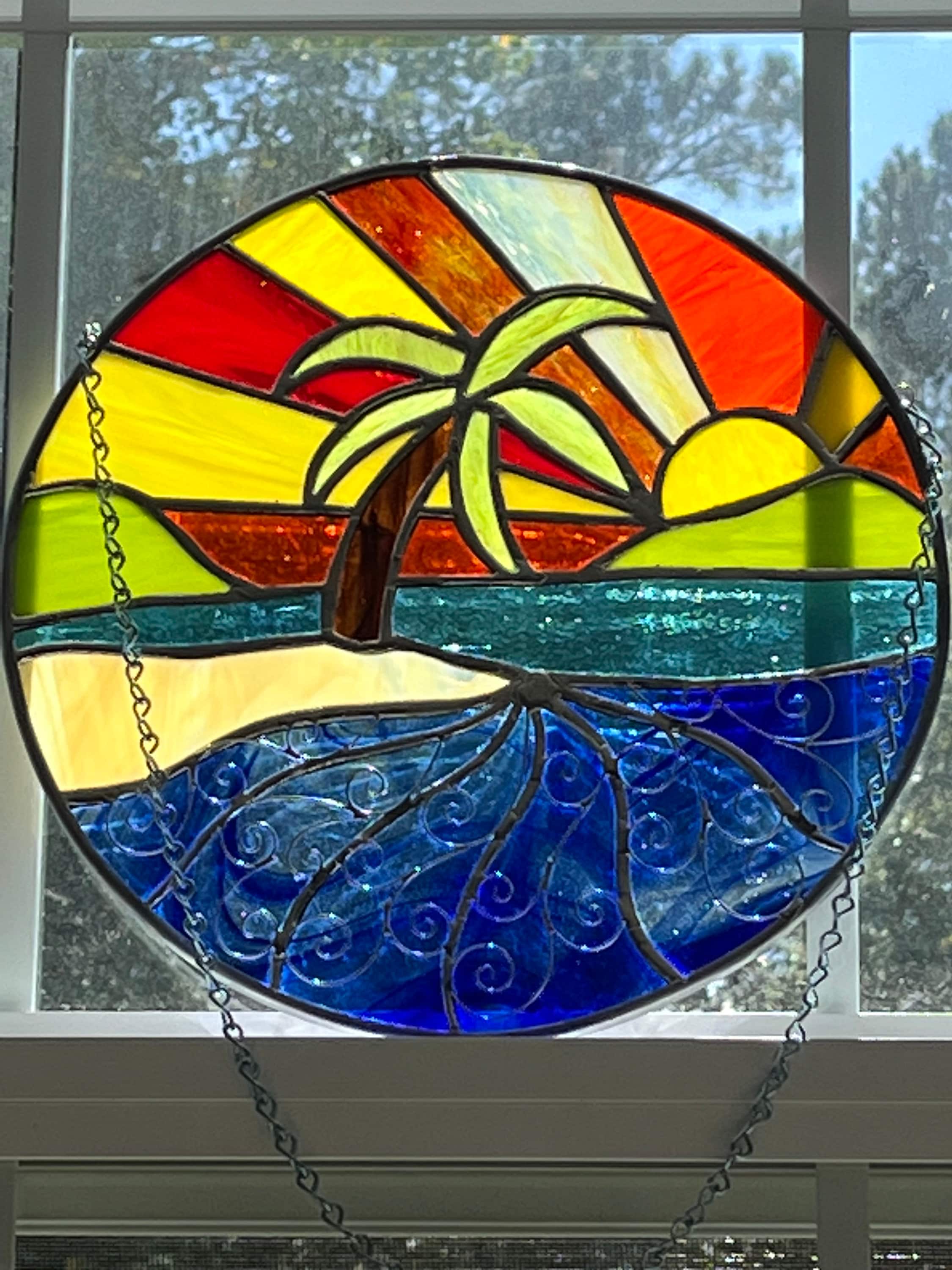 Stained Glass Sunset Panel - Etsy