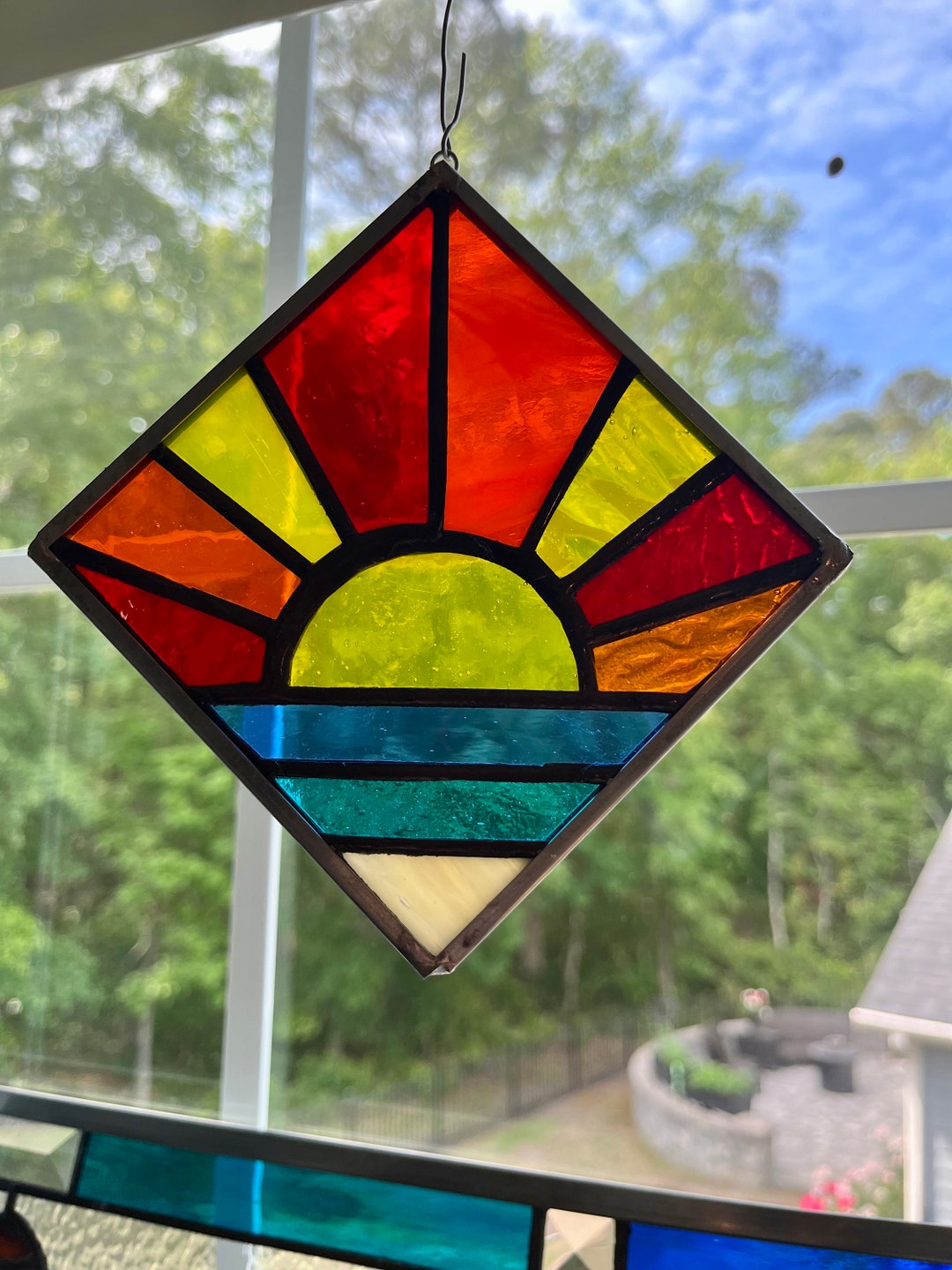Stained Glass Diamond Sunset - Etsy