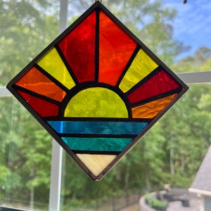 Stained Glass Diamond Sunset - Etsy