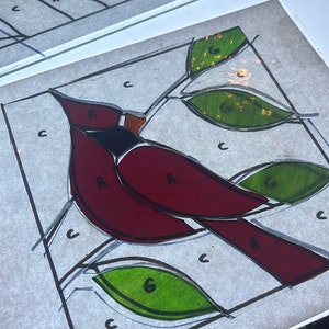Stained Glass Cardinal Panel. - Etsy