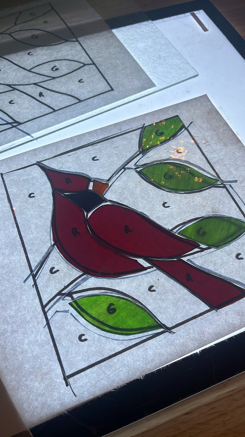 Stained Glass Cardinal Panel. - Etsy