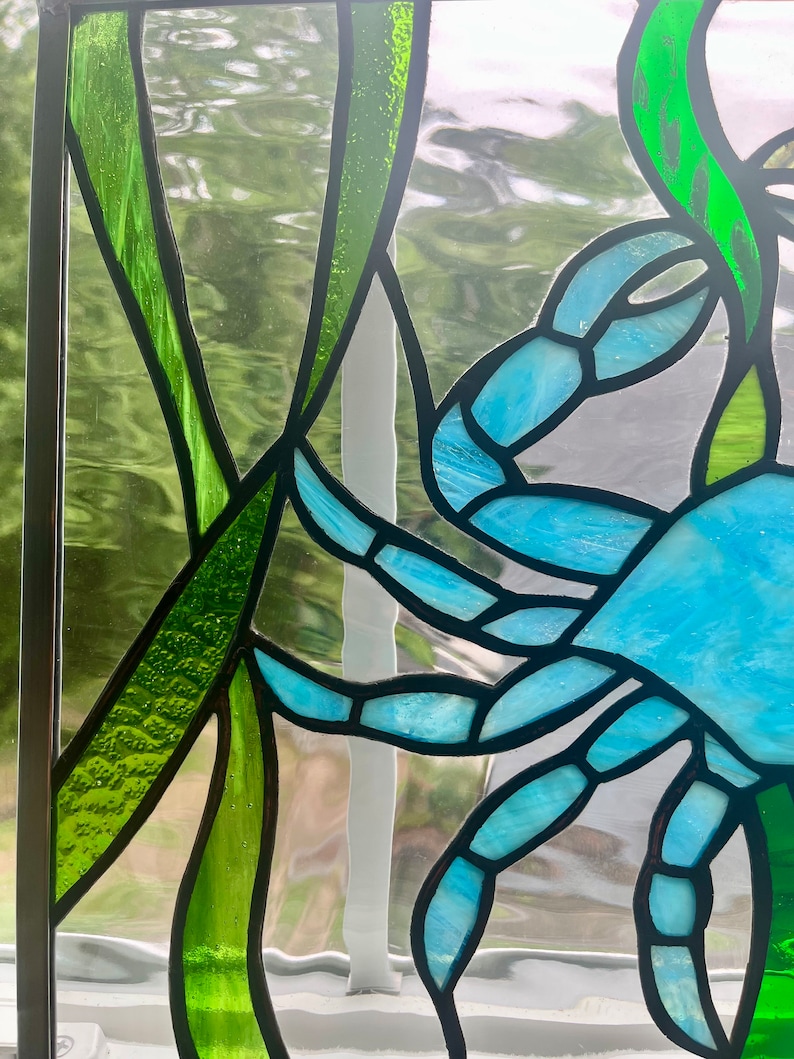 Stained Glass big Blue Crab - Etsy