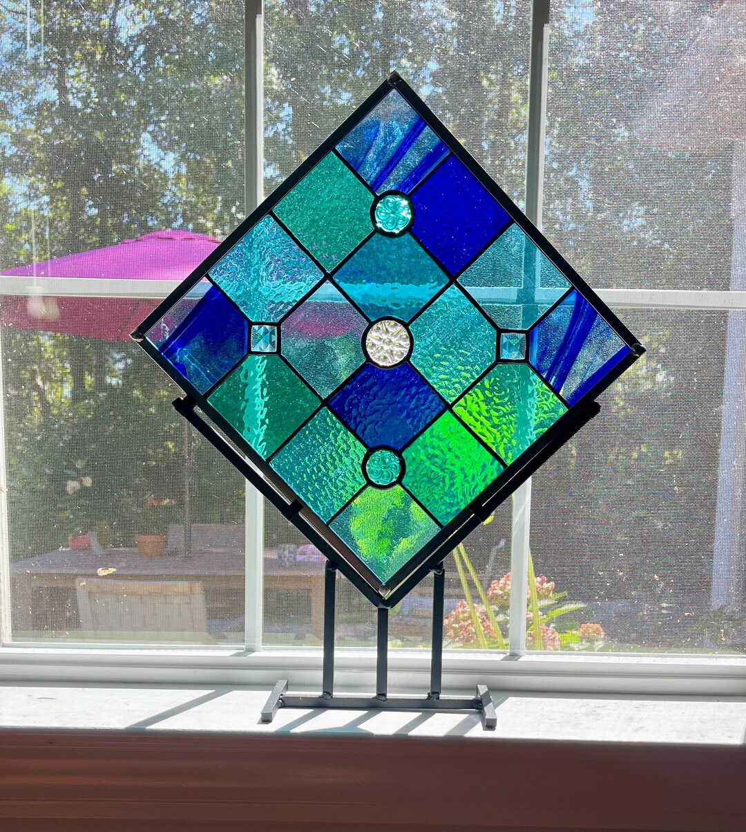 Stained Glass Panel and Stand - Etsy