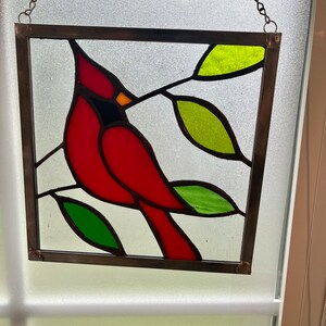 Stained Glass Cardinal Panel. - Etsy