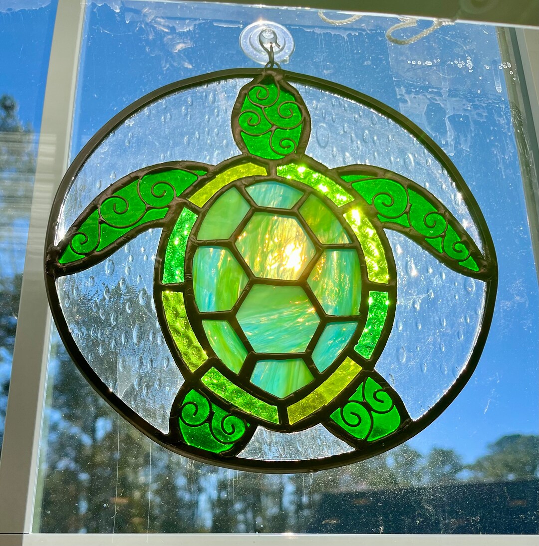 Stained Glass Sea Turtle Suncatcher - Etsy