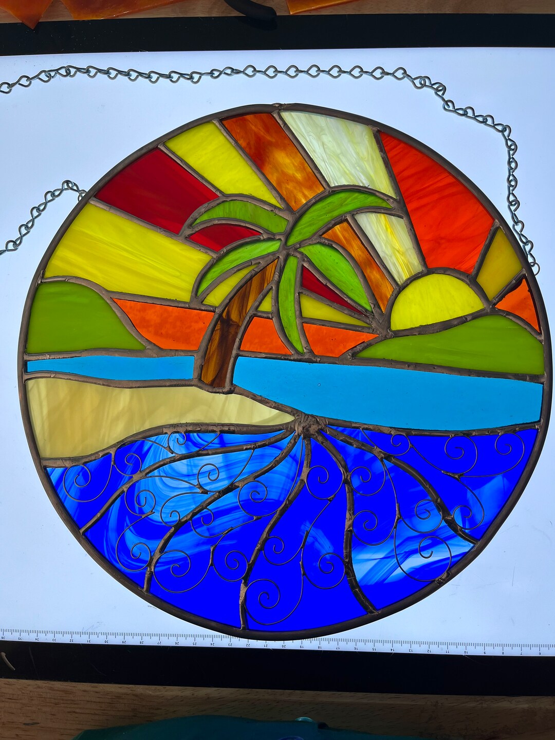 Stained Glass Sunset Panel - Etsy