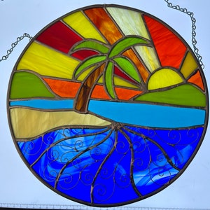 Stained Glass Sunset Panel - Etsy