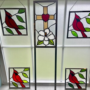Stained Glass Cardinal Panel. - Etsy