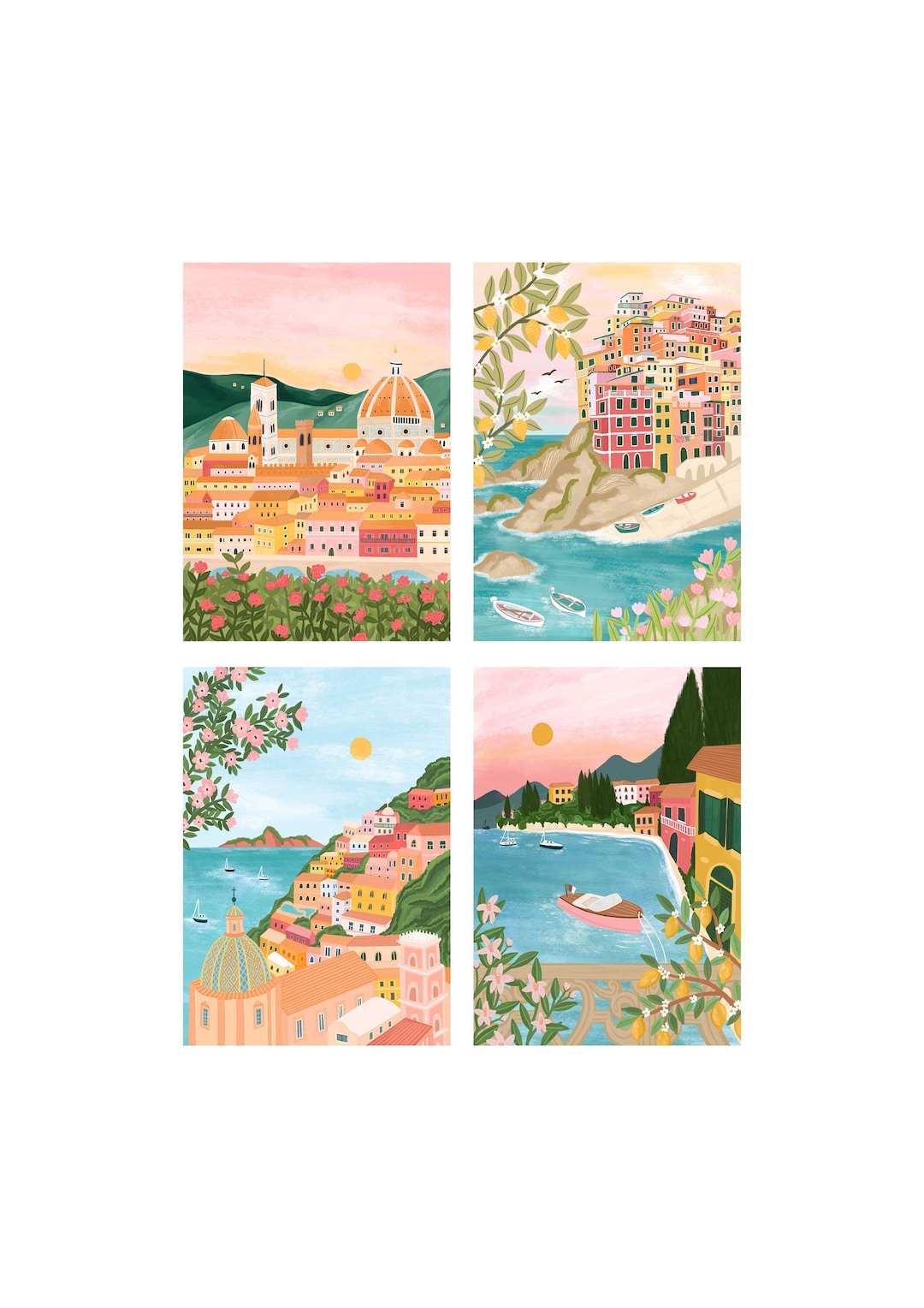 Italian Postcard Set / A6 Mini Print Set / Florence Print / Lake Como ...